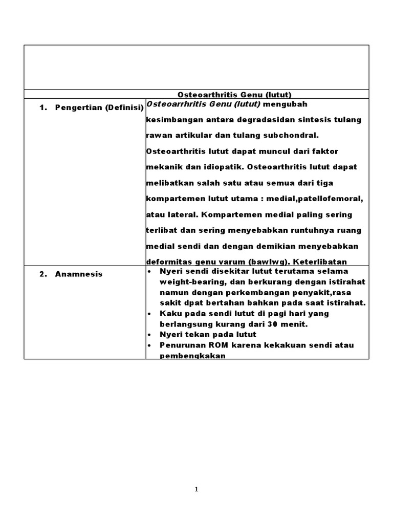 Osteoarthritis Genu Lutut | PDF