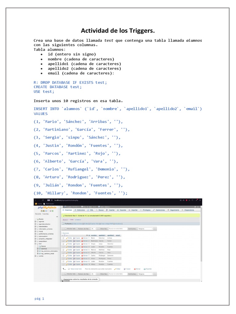 Actividad de Los Triggers | PDF | Gestión de tecnología de la ...
