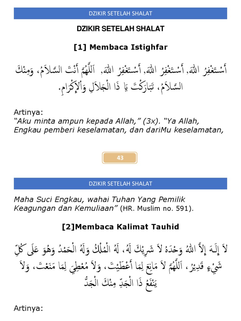 Dzikir Setelah Shalat | PDF