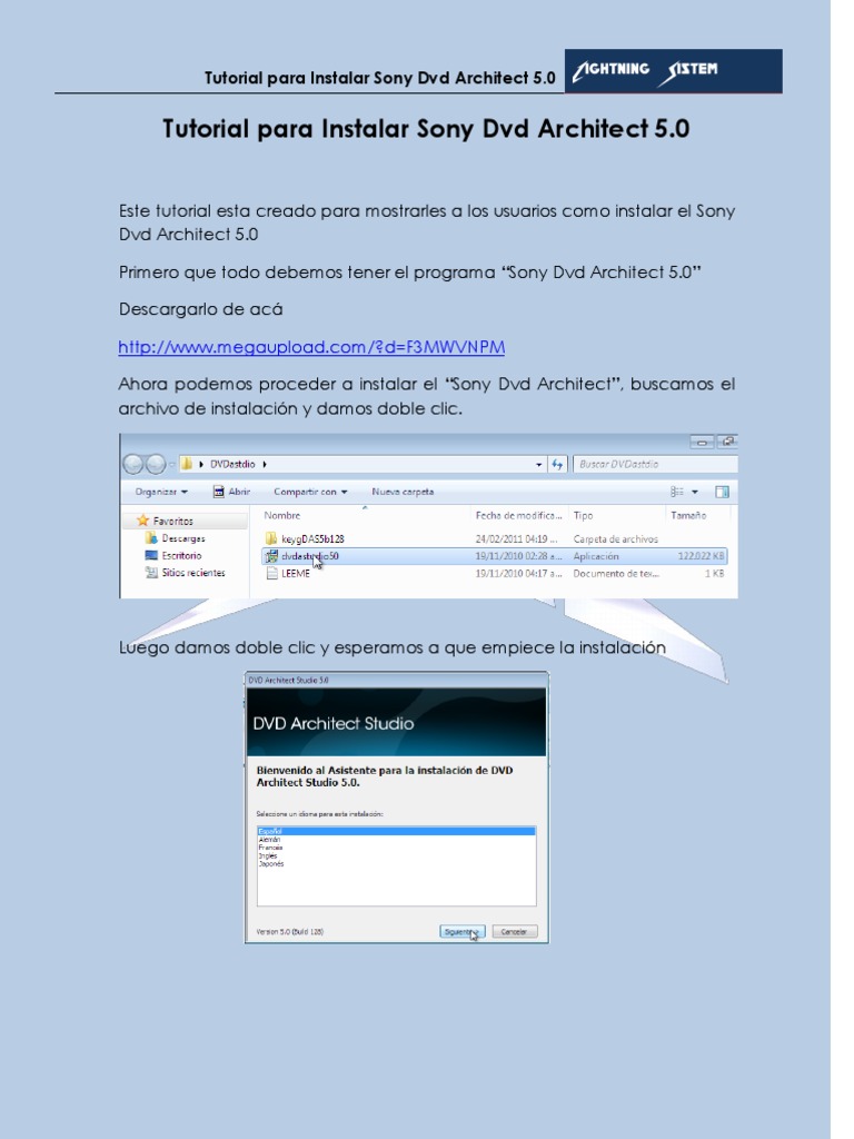 Tutorial para Instalar Sony DVD Architect 5.0 | PDF | Microsoft Windows ...