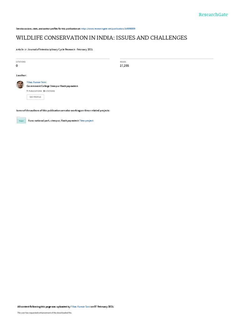 Wildlife Conservation in India Issues and Challenges | PDF | Wildlife ...