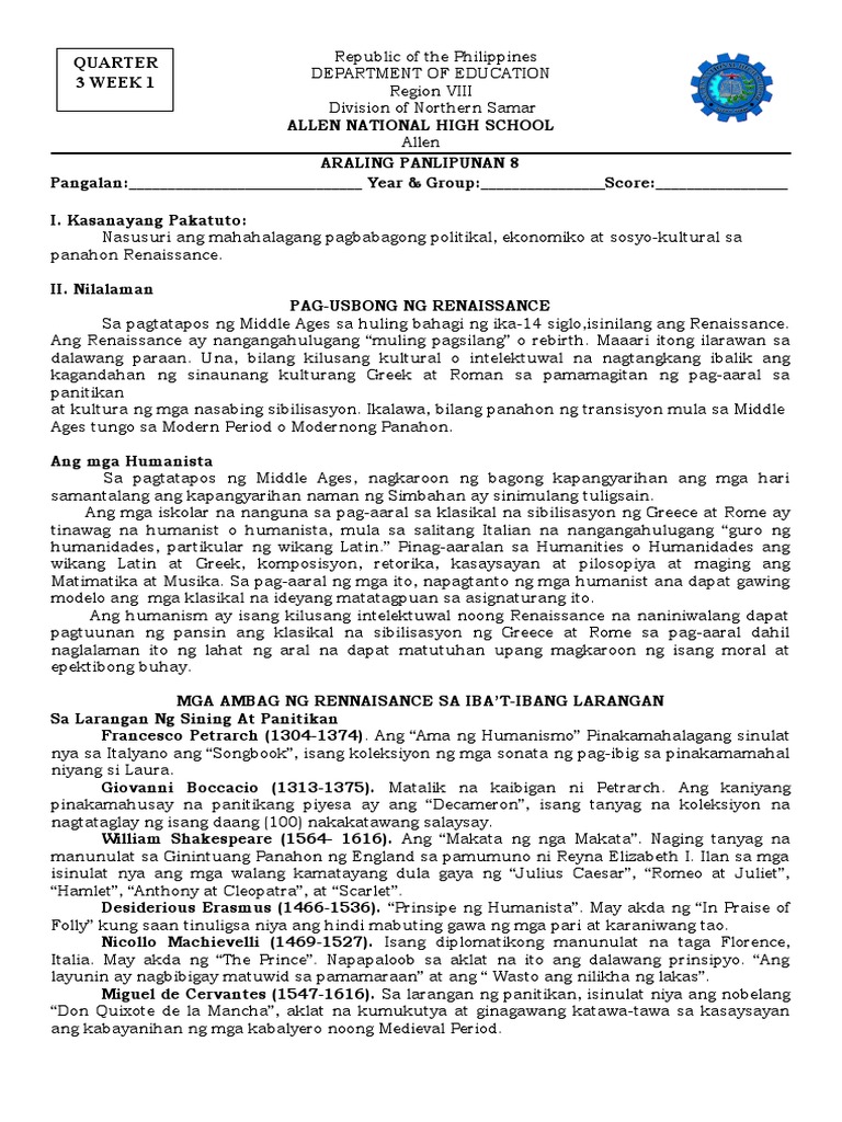 AP8 Q3 Week 2 and 3 | PDF