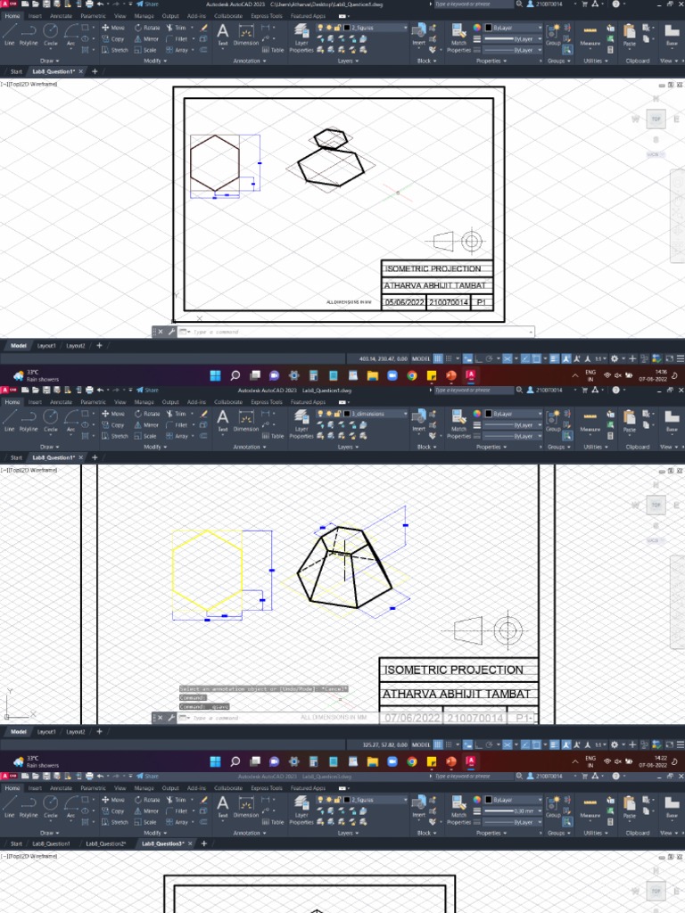 Autocad Lab-8 Steps+PDF Drawings | PDF