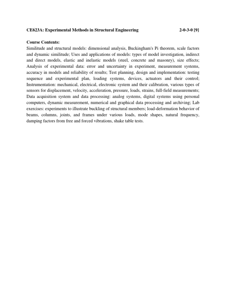 Experimental Methods in Structural Engineering | PDF