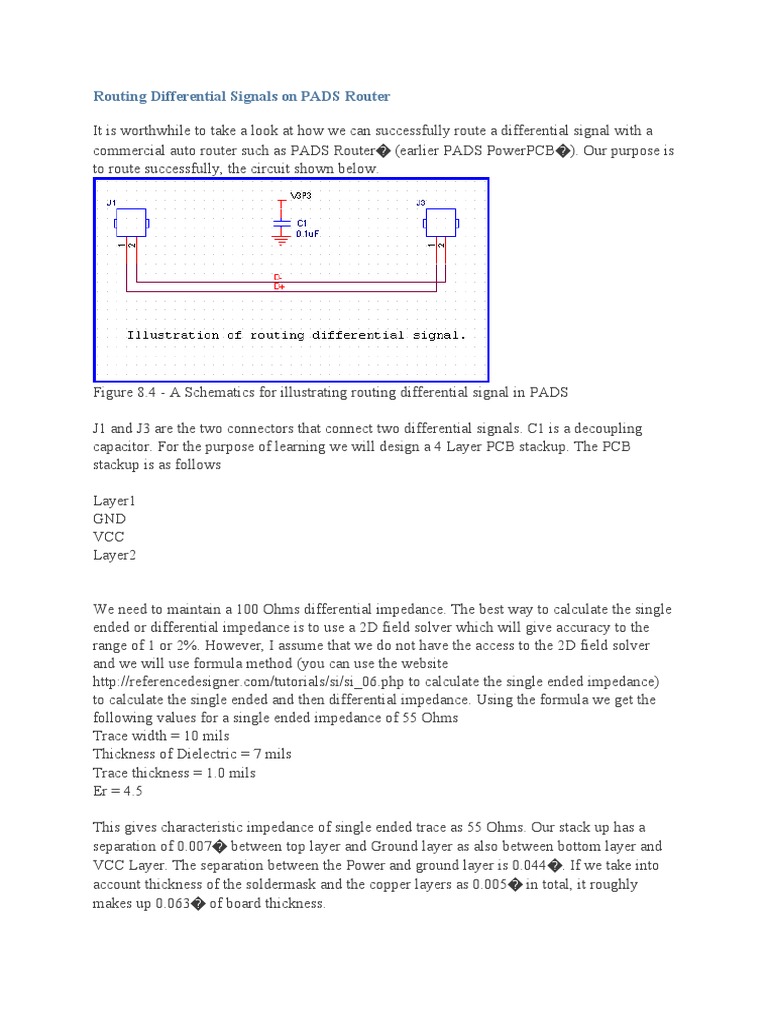 Differential Pair Routing and Impedence Matching in Pads Router | PDF ...