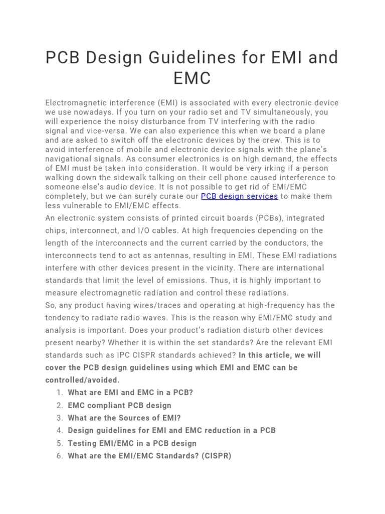 PCB Design Guidelines for EMI/EMC | PDF | Electromagnetic Interference ...