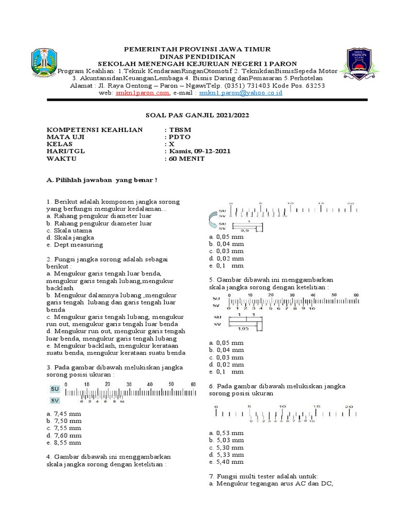Soal PDTO Kls X TBSM | PDF