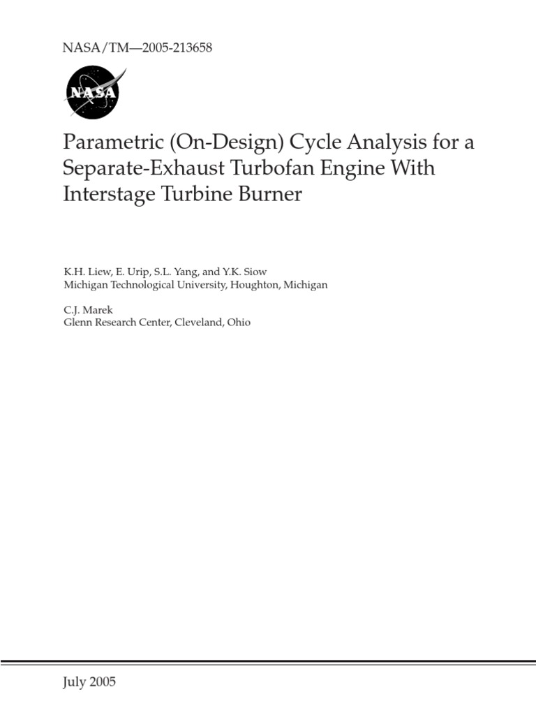 Parametric (On-Design) Cycle Analysis For A Separate-Exhaust Turbofan ...
