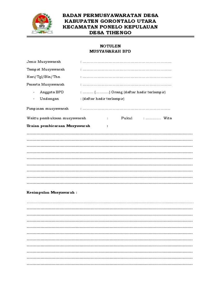 Notulen Rapat BPD | PDF