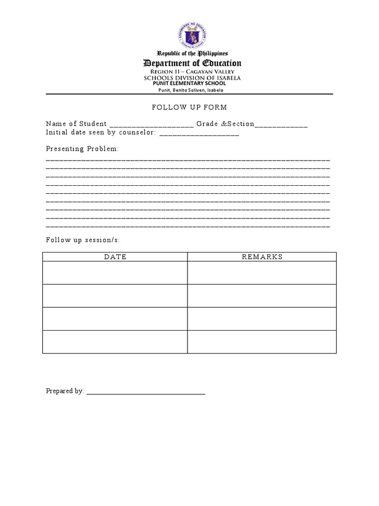 Follow Up Form | PDF