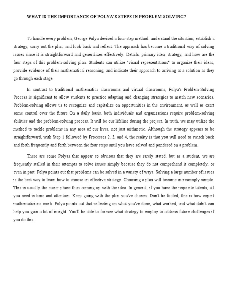 Polya's Steps for Student Success | PDF