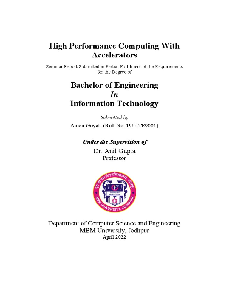 Seminar Report (Repaired) - 1 | PDF | Supercomputer | Central ...