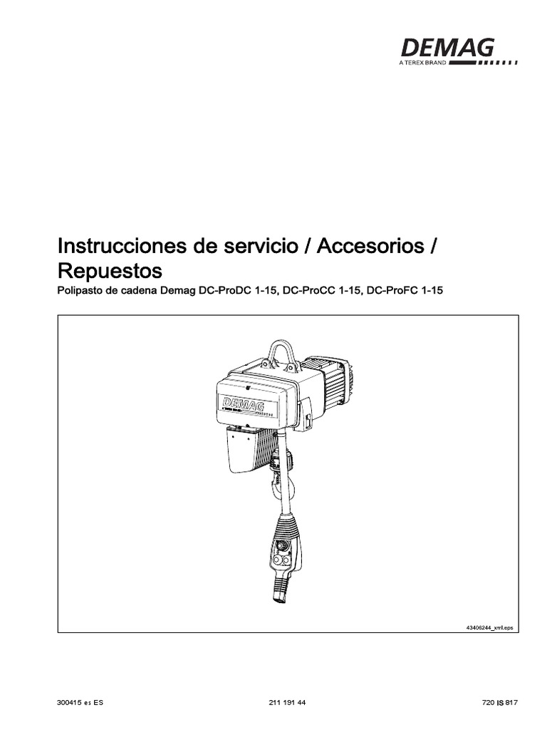 Polipasto de Cadena Demag DC-ProDC 1-15, DC-ProCC 1-15, DC-ProFC 1-15 ...