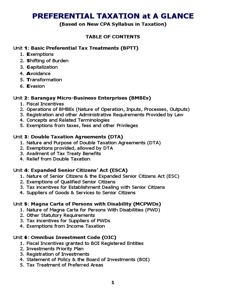 Overview of Preferential Taxation | PDF | Taxes | Double Taxation