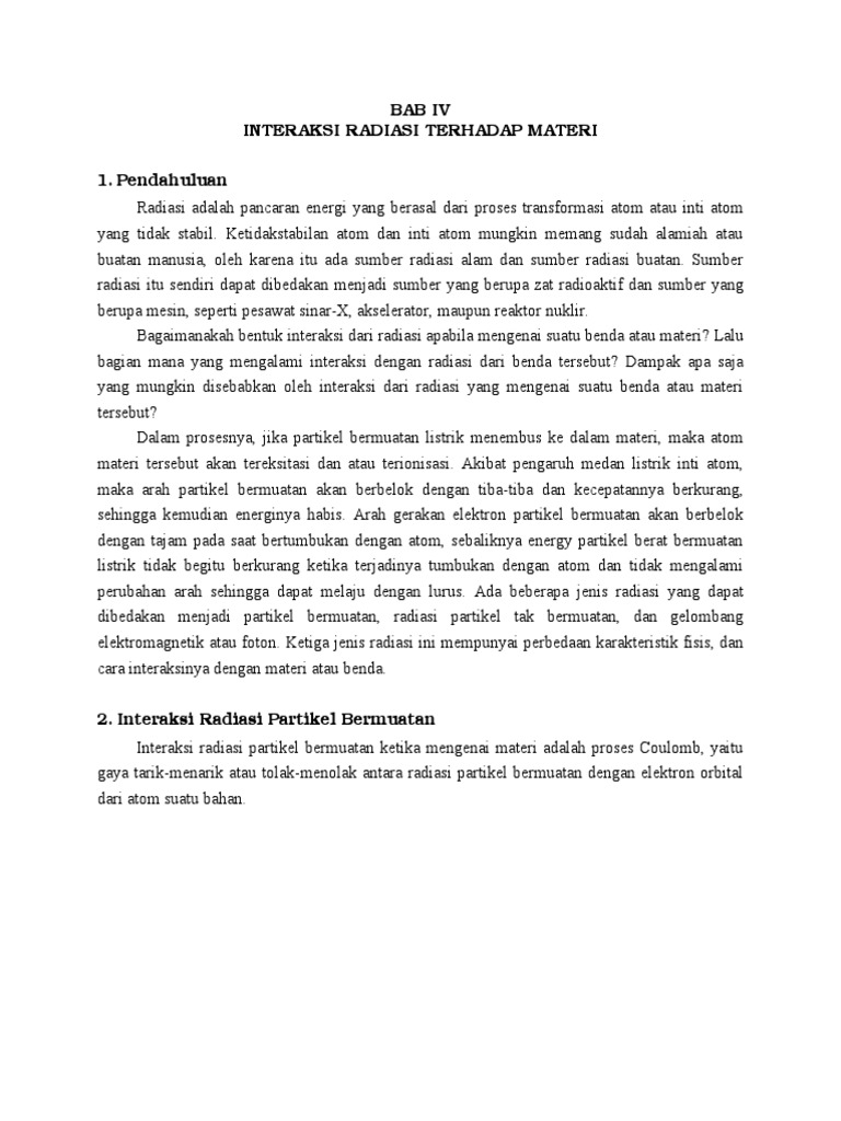 BAB IV INTERAKSI RADIASI DENGAN MATERI-dikonversi | PDF | Sains & Matematika