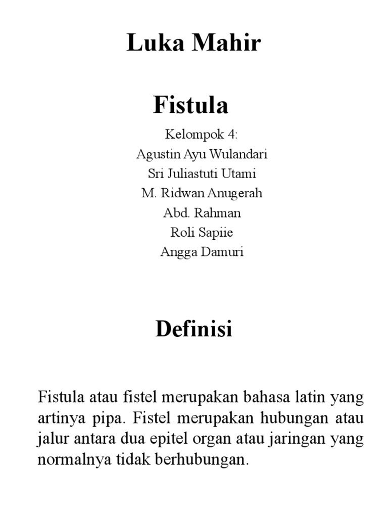 Panduan Lengkap Fistula: Jenis dan Penanganan | PDF | Sains & Matematika