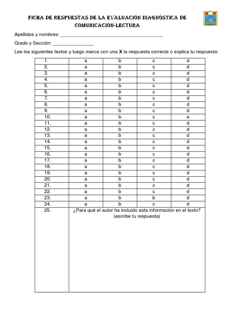 4.-Lectura-Ficha de Respuestas | PDF