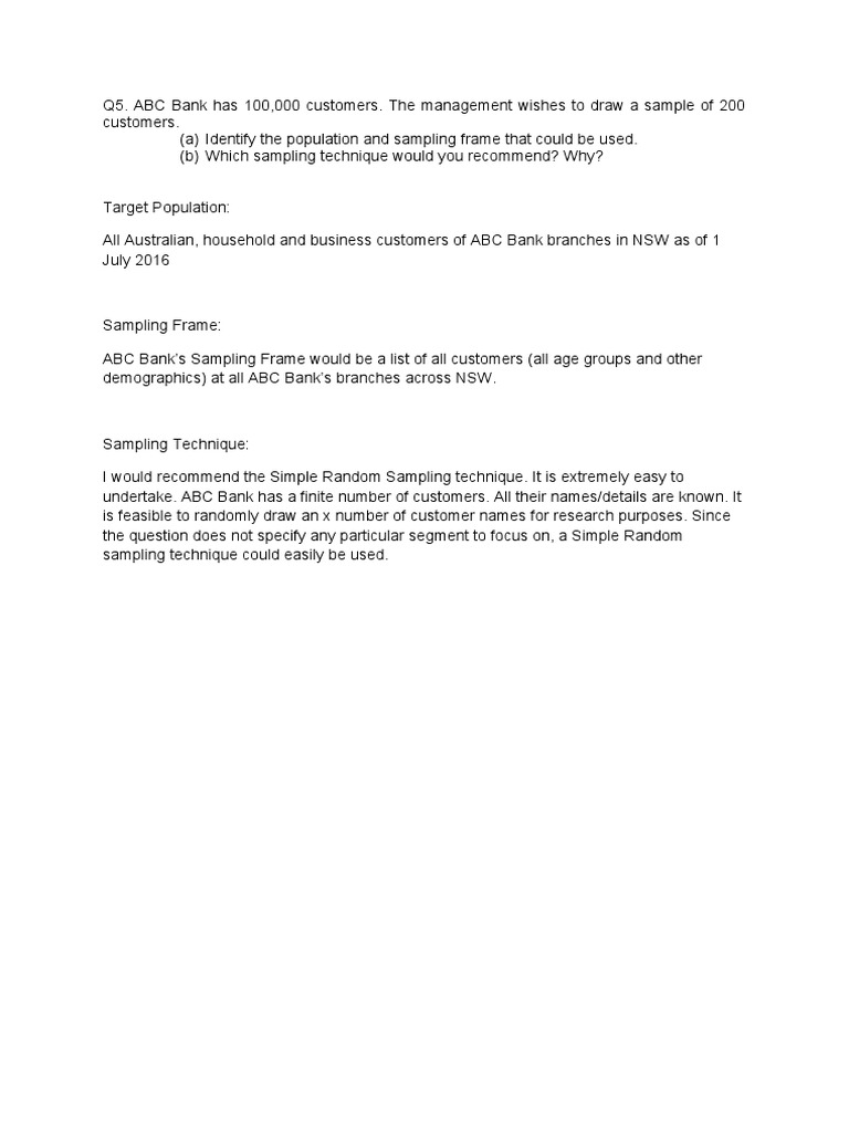 Sample Exam Answer - Sampling | PDF | Career & Growth