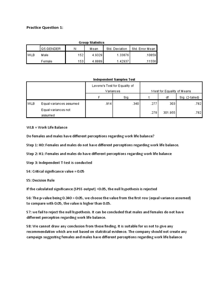 SPSS - Practice Questions For Exam | PDF | P Value | Student's T Test
