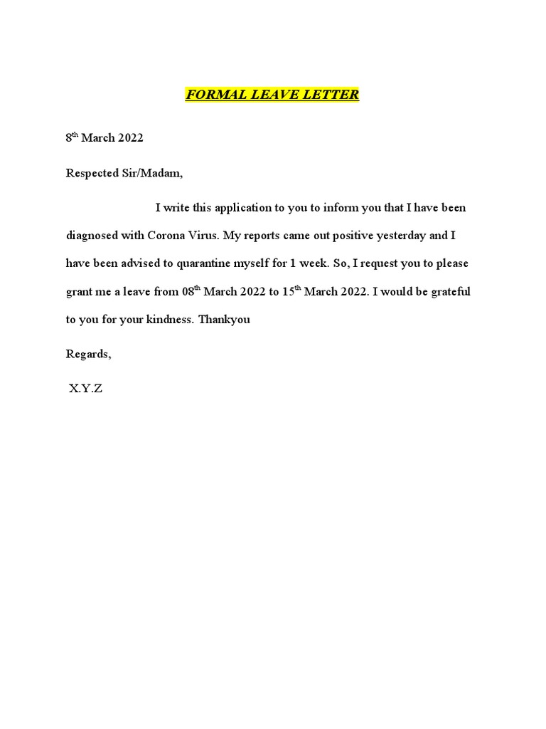 Formal Leave Letter | PDF