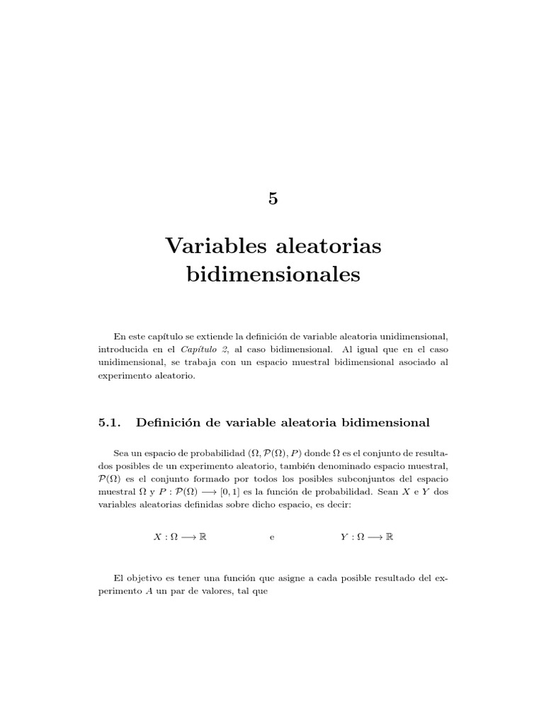 Apuntes Tema 5 Variables Bidimensionales | PDF | Variable aleatoria ...
