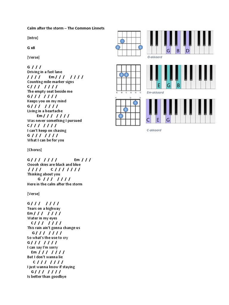 Calm After the Storm Lyrics & Chords | PDF | Art