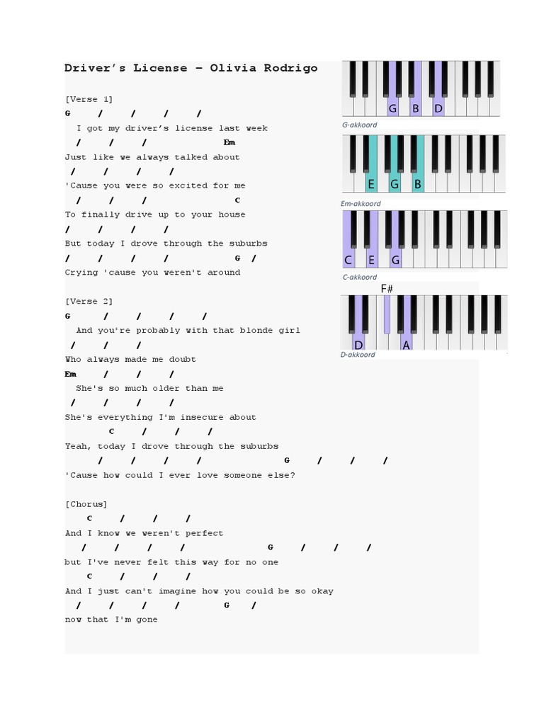Driver's License - Olivia Rodrigo Chords | PDF | Song Structure | Songs