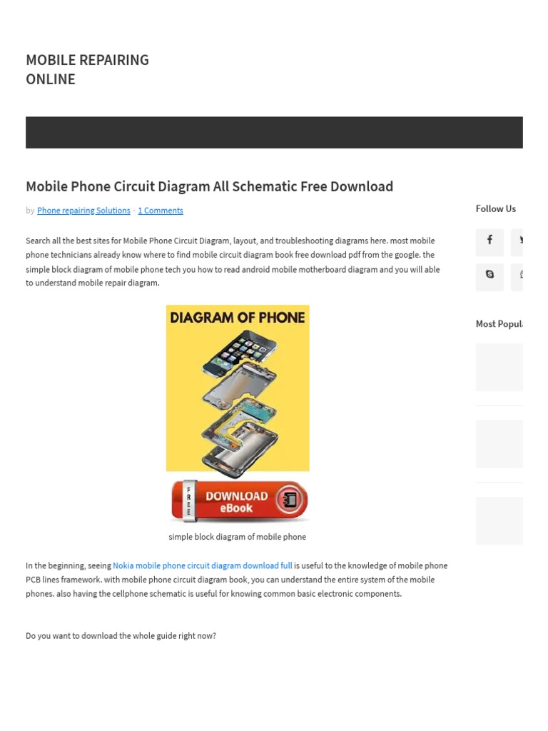 Mobile Phone Circuit Diagram All Schematic | PDF | Electronic Circuits ...