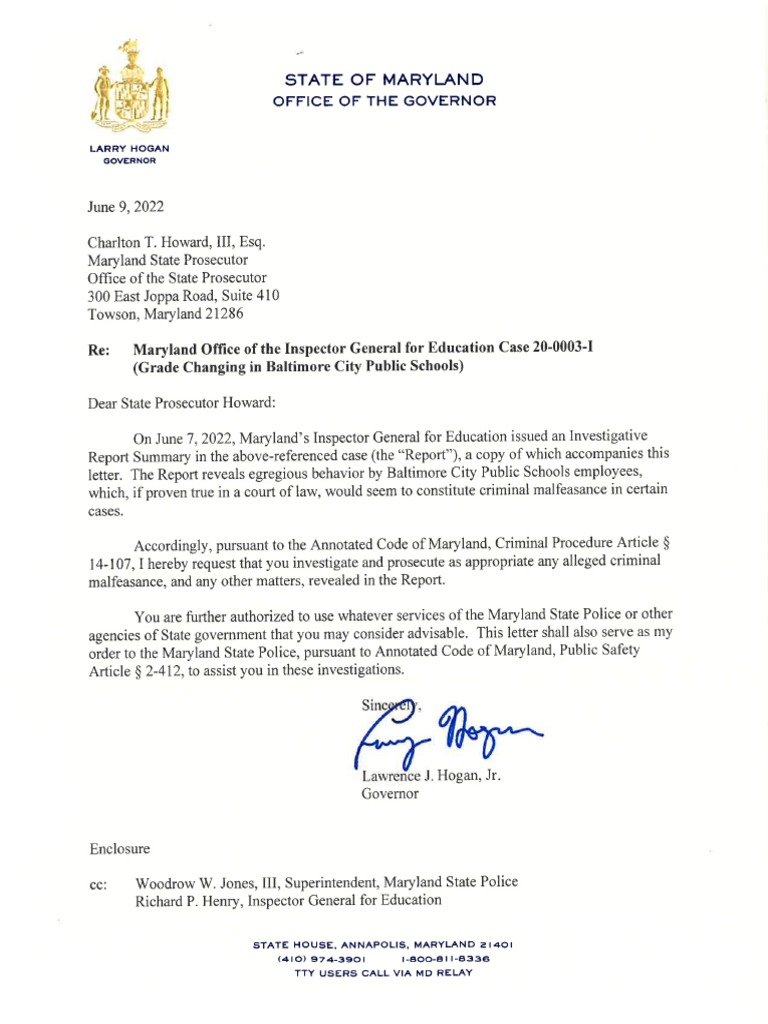 Letter to State Prosecutor Howard | PDF