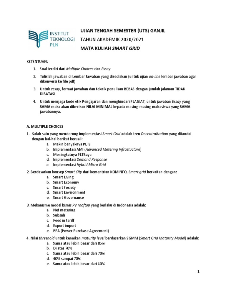 Uts Smart Grid s1 It PLN | PDF