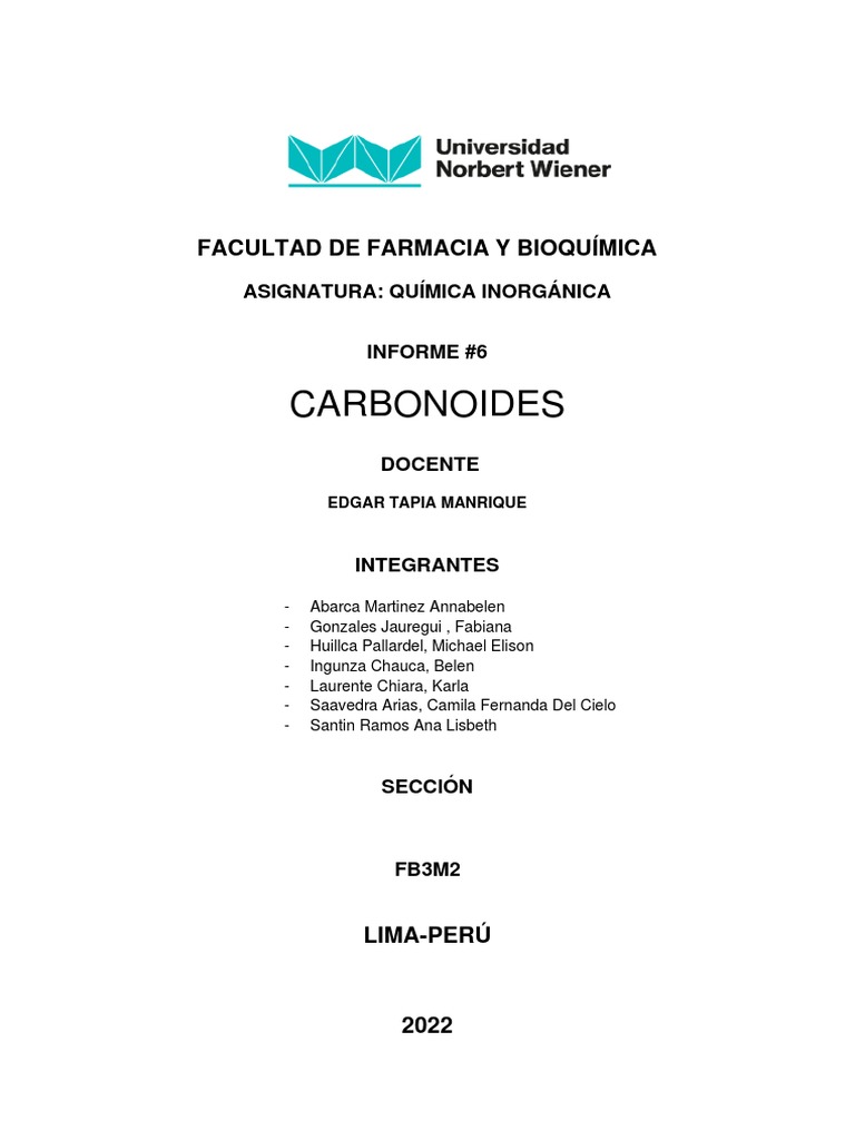 Informe N7 - Carbonoides | PDF | Carbón | Precipitación (Química)