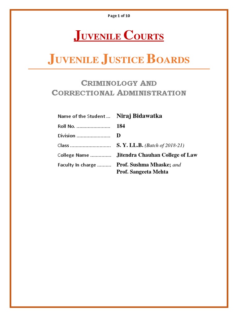 Juvenile Courts - Juvenile Justice Boards | PDF | Juvenile Court ...