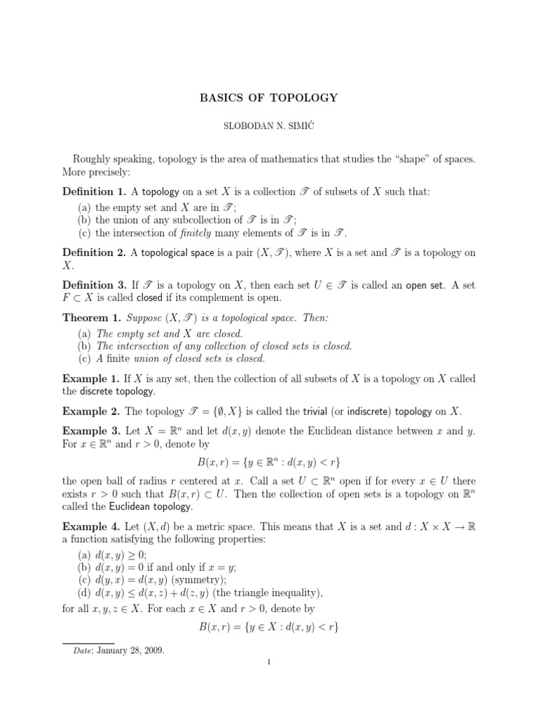 Introduction to Topological Spaces | PDF | Continuous Function | Set ...