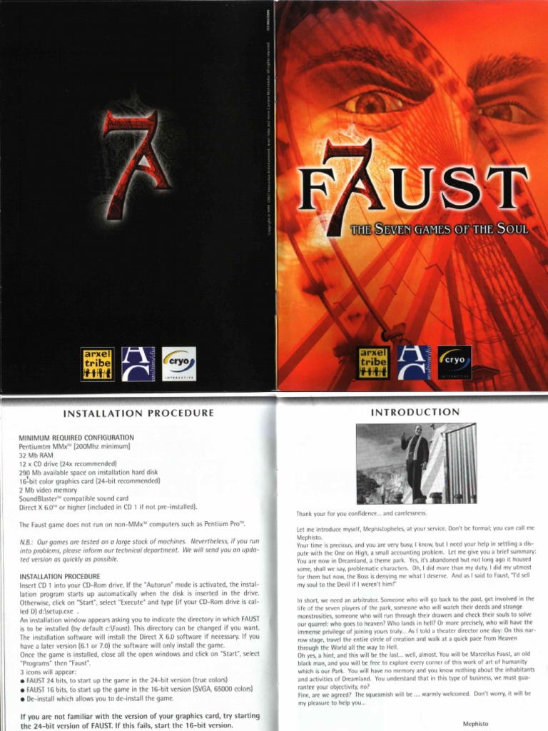 FAUST-THE SEVEN GAMES OF THE SOUL User Manual | PDF