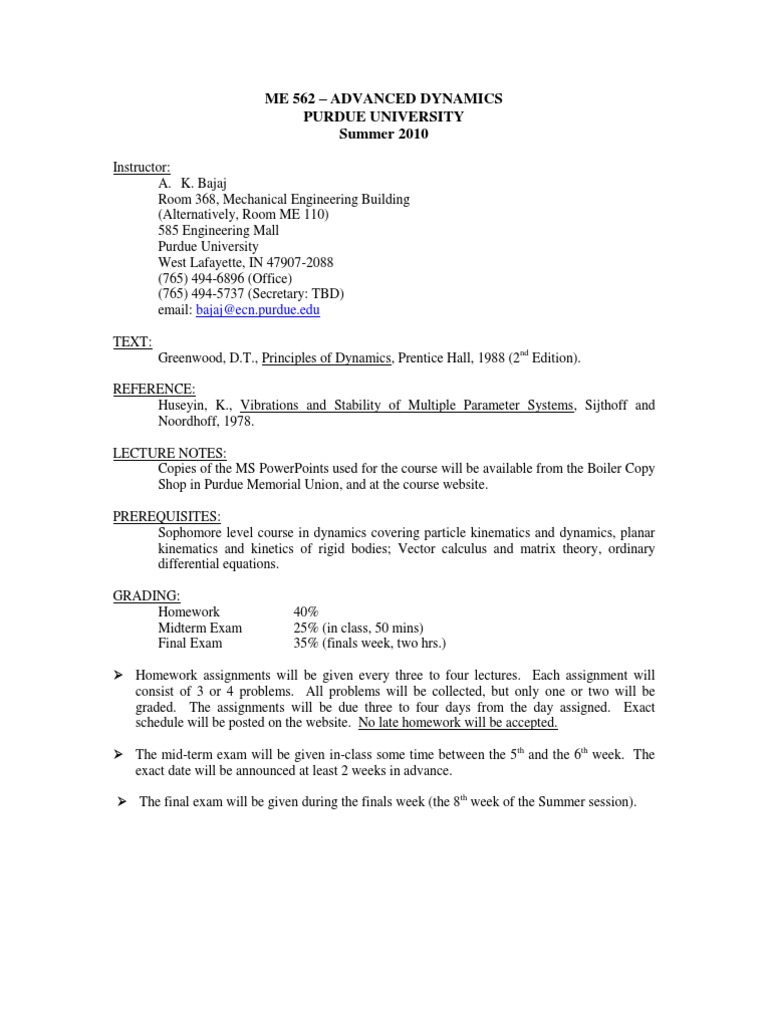 Advanced Dynamics | PDF | Lagrangian Mechanics | Momentum