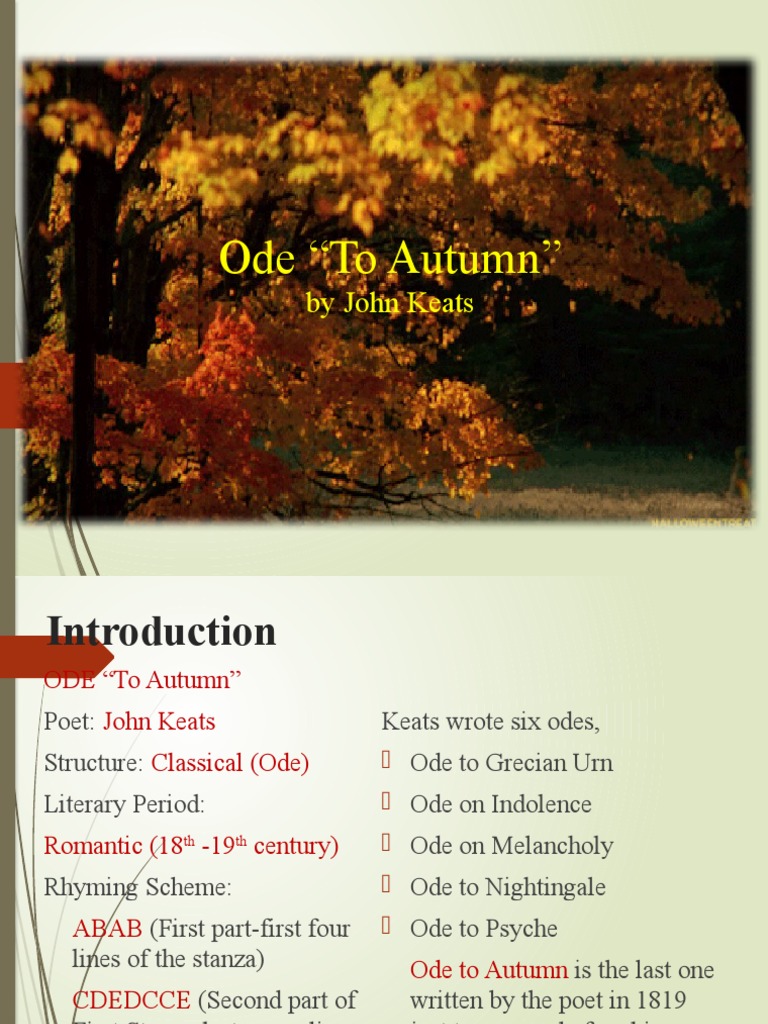 Ode "To Autumn": by John Keats | PDF | Poetry