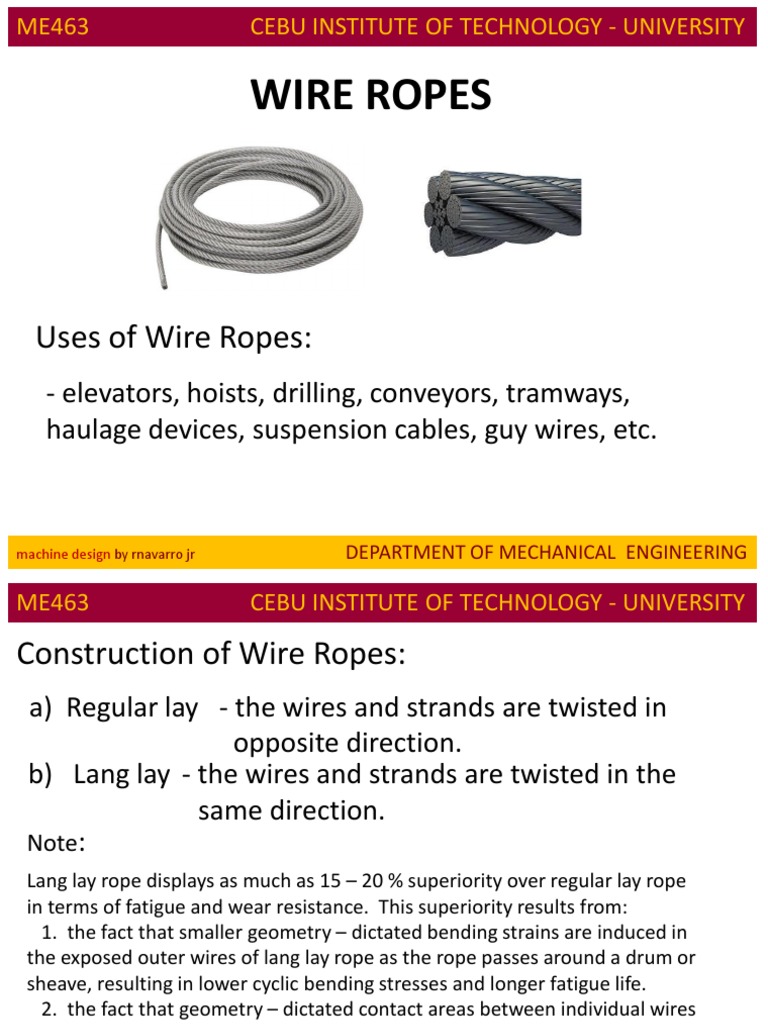 Wire Ropes | PDF | Stress (Mechanics) | Wire