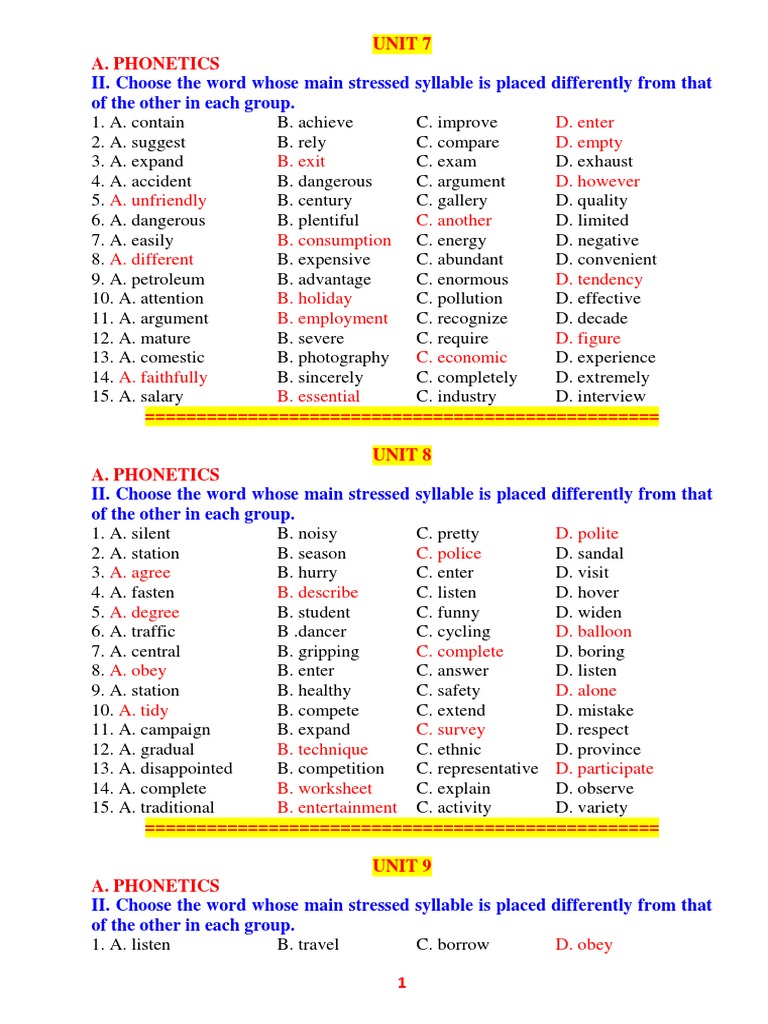 Stress Pattern Exercises | PDF | Natural Environment | Economies