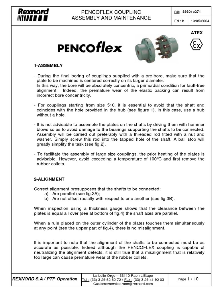 Pencoflex Coupling Assembly and Maintenance: REXNORD S.A / PTP ...