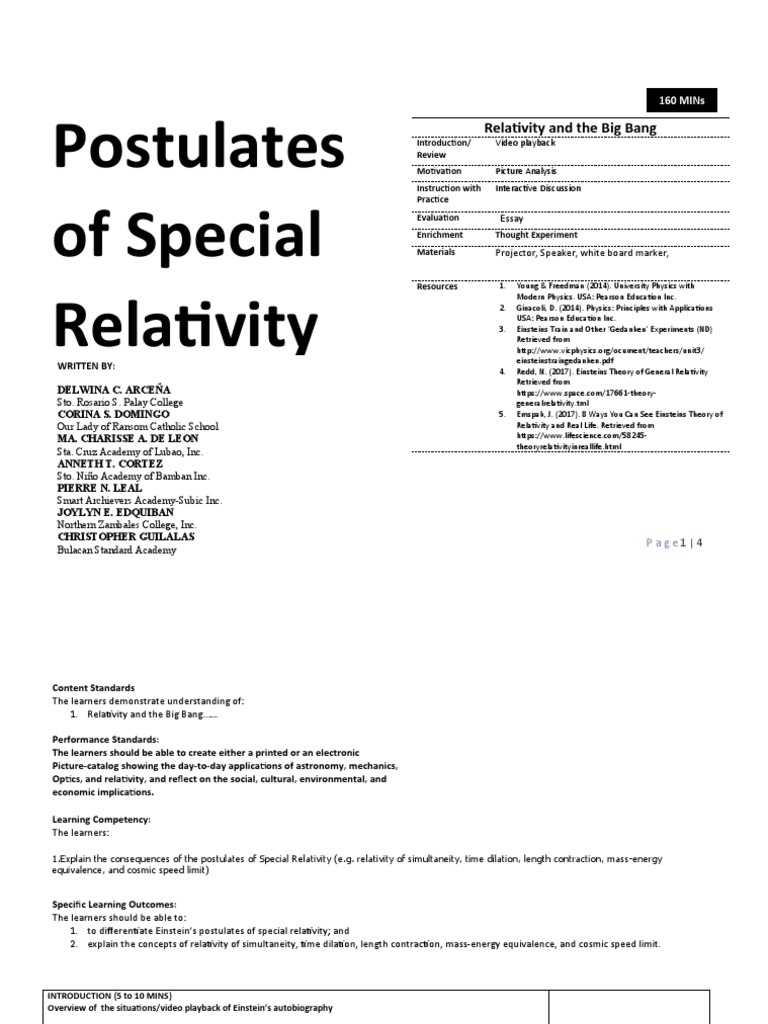 Understanding Special Relativity: Exploring Einstein's Postulates ...