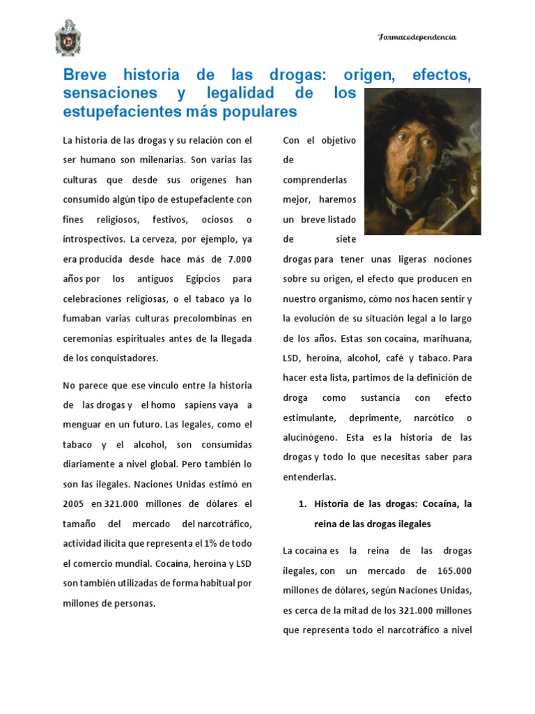 Breve Historia De Las Drogas Pdf Cocaína La Dependencia De Sustancias