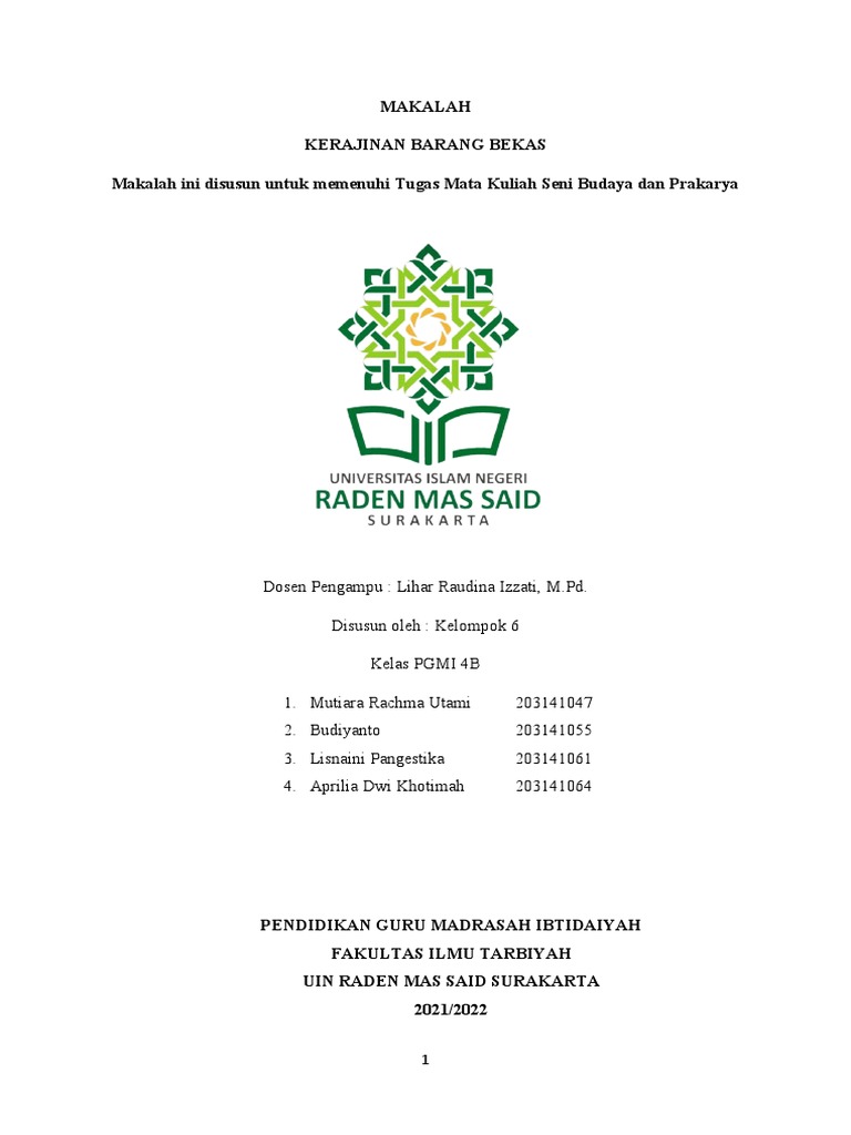 Makalah Seni Budaya & Prakarya Kelompok 6 | PDF | Karier & Perkembangan ...