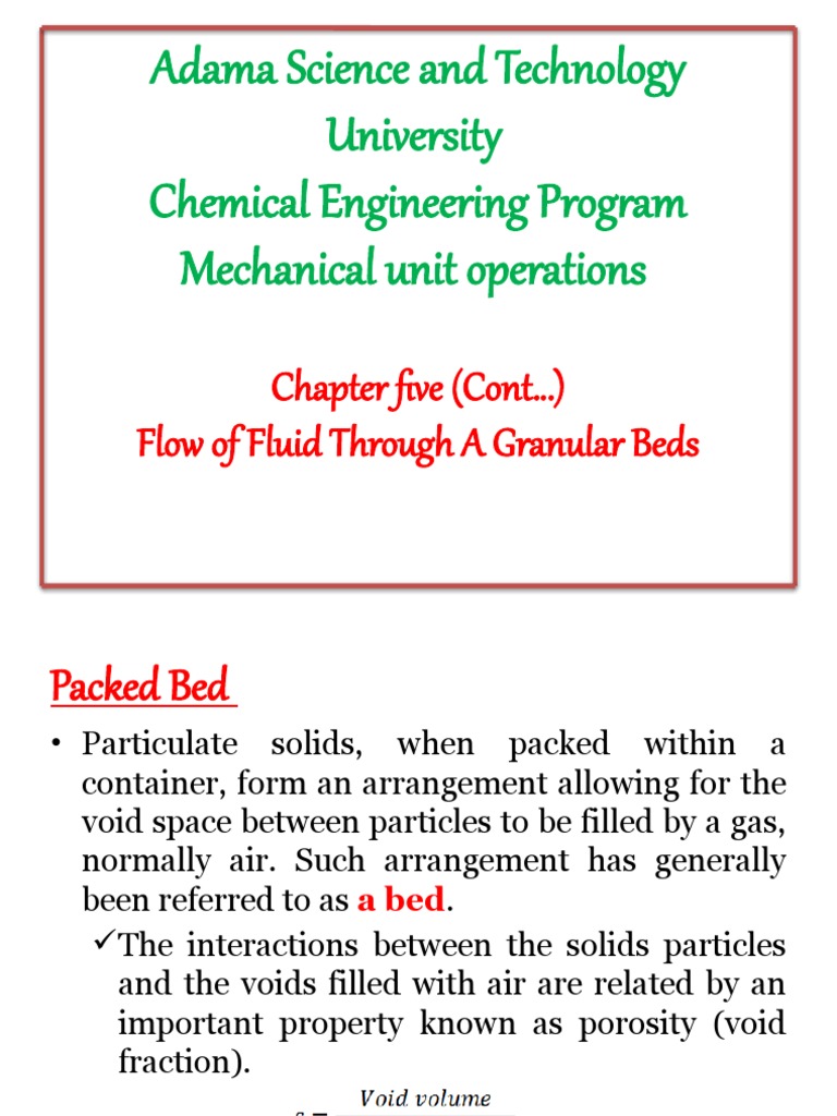 Fluid Flow in Packed Beds | PDF | Fluidization | Reynolds Number