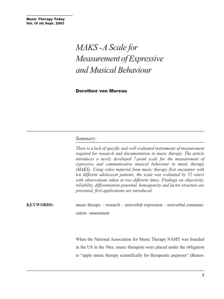 Maks - A Scale For Measurement of Expressive and Musical Behaviour ...