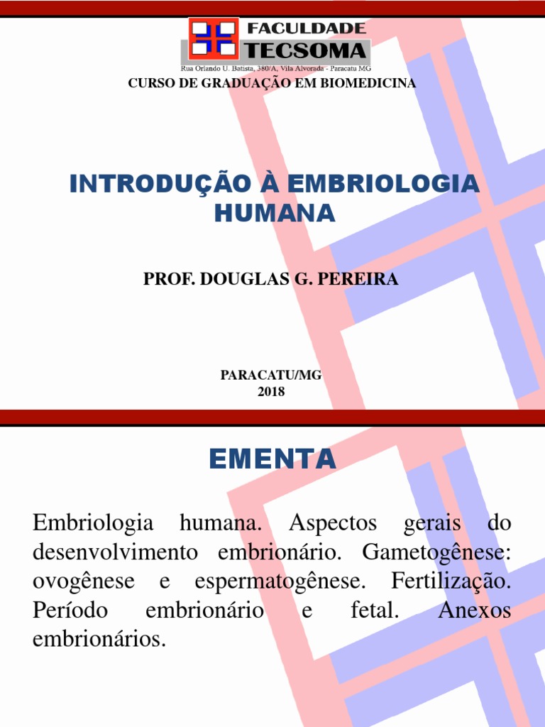 Aula 01 - Introducao A Embriologia Humana | PDF | Reprodução | Organismos