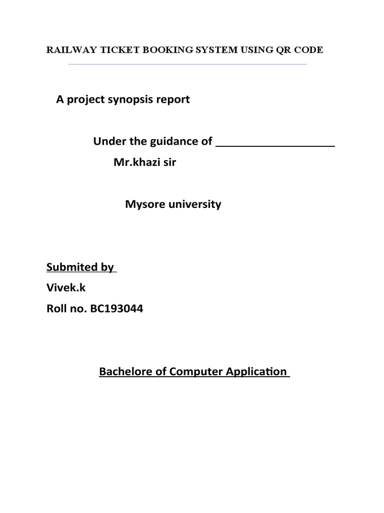 Railway Ticket Booking System Using QR Code | PDF | Databases | Android ...