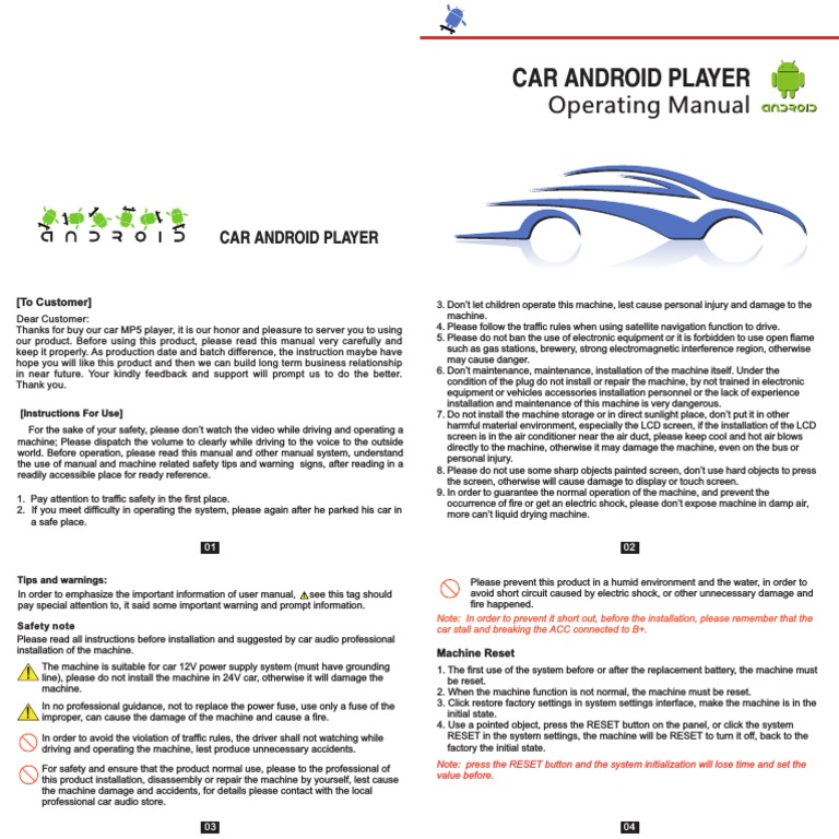 Car Android Player: Operating Manual | PDF | Decibel | Electrical Connector