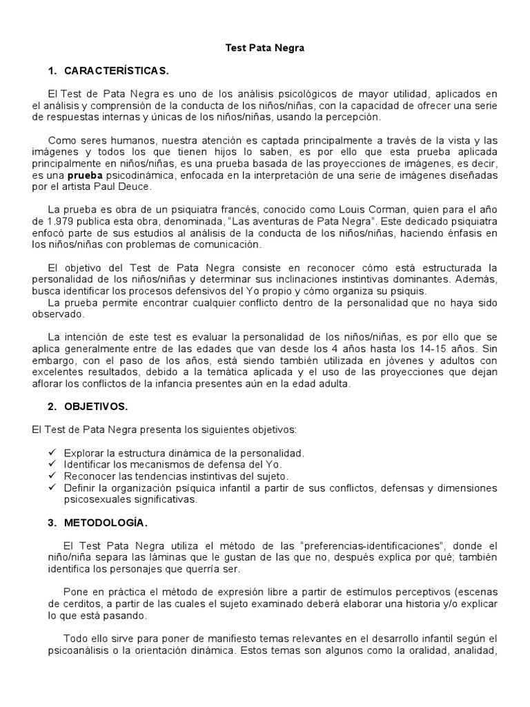 Test Pata Negra | PDF | Psique (psicología) | Sicología