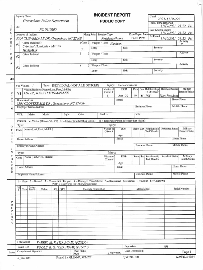 GPD Incident Report | PDF