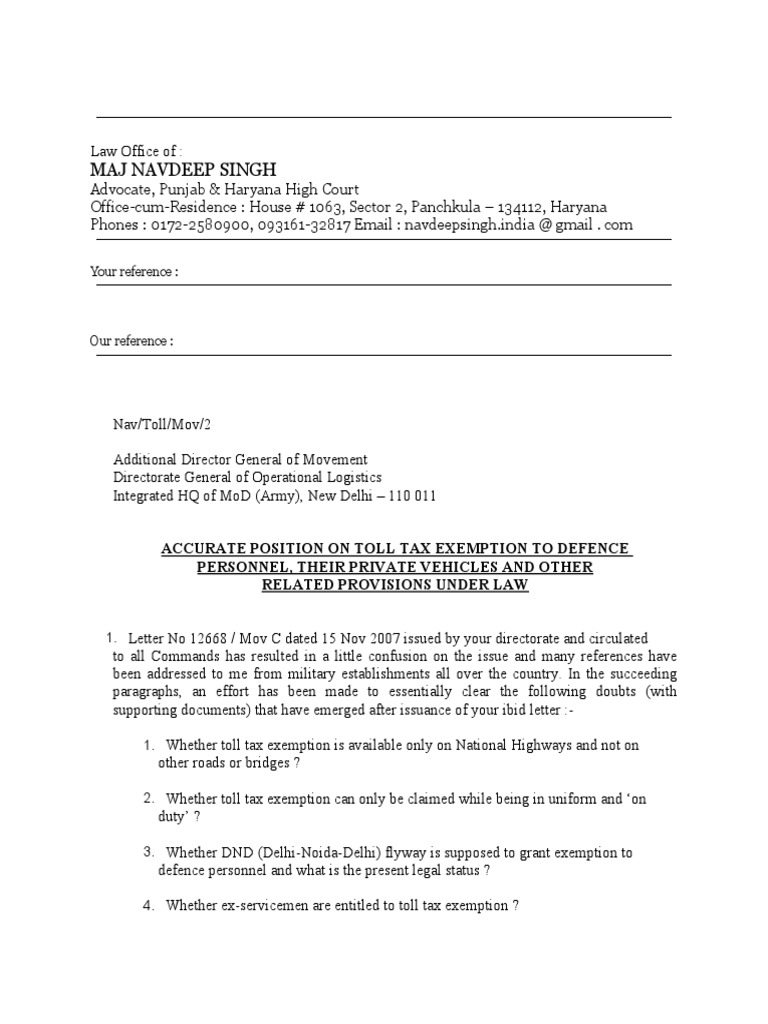All About Defence Toll Exemption | PDF | Supreme Court Of India ...